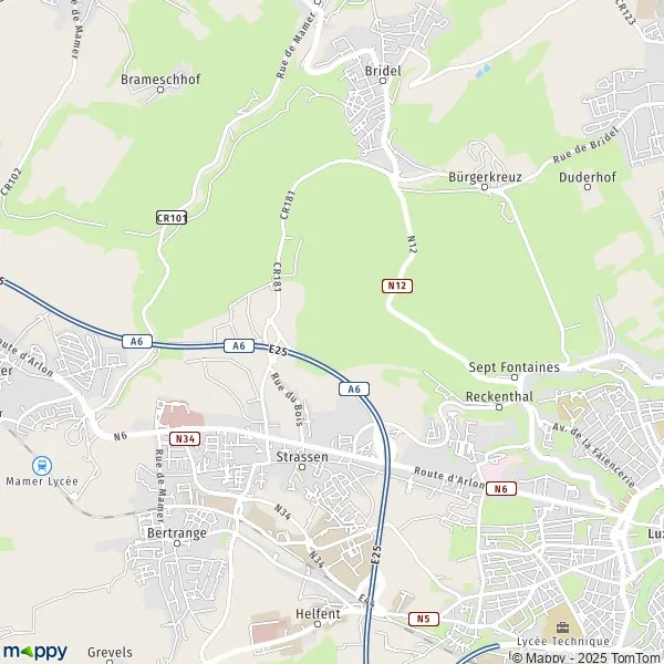 Plan Strassen : carte de Strassen (L) et infos pratiques