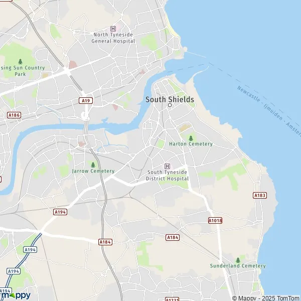 Plan South Shields : carte de South Shields (NE33 2) et infos pratiques