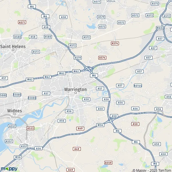 Plan Warrington : carte de Warrington (WA1 1) et infos pratiques